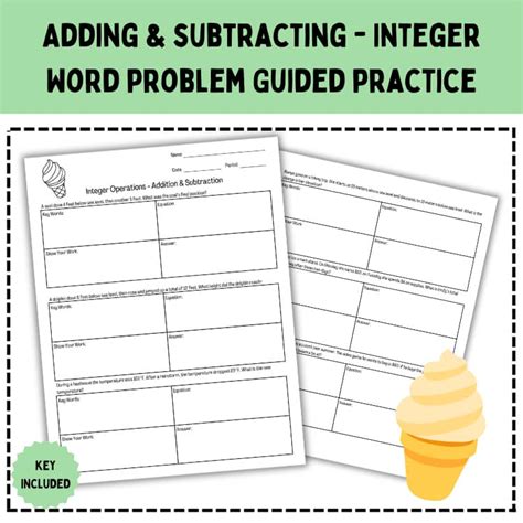 Integer Word Problem Guided Practice Addition And Subtraction Tpt
