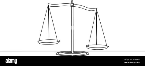 Continuous Single Line Drawing Of Weight Scales Line Art Vector