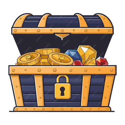 Cartoon Treasure Chest With Gold Coins And Jewels Premium Ai