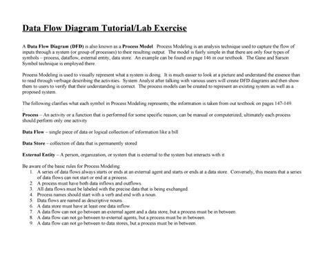 Data Flow Diagram Tutorial Lab Exercise Data Flow Diagram Tutorial Lab Exercise A Data Flow