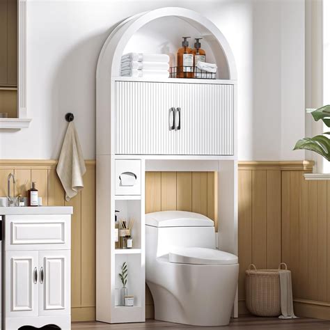 Over The Toilet Storage Cabinet Farmhouse Bathroom Organizer Storage