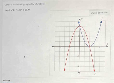 consider the following graph of two functions step 1 of 4 find f g