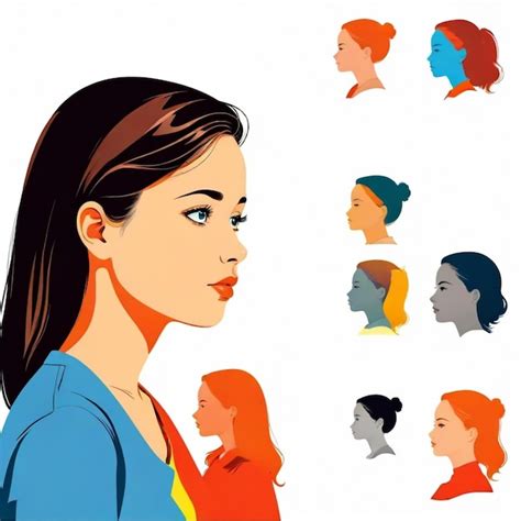 Girl Thinking Vector Set White Background Isolated A High Quality N Premium Ai Generated Vector