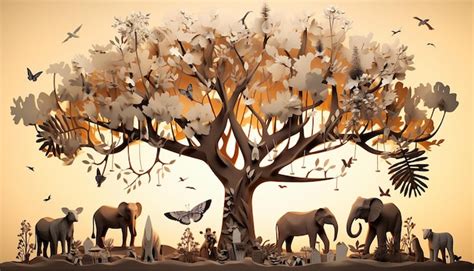 Premium Ai Image A 3d Poster Depicting A Simplistic Elegant Tree With