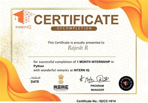 internship rajesh r