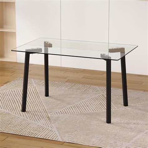 Sudica 51 Modern Rectangular Glass Dining Table For 4 6 Clear