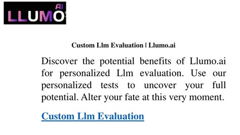 Ppt Custom Llm Evaluation Llumoai Powerpoint Presentation Free