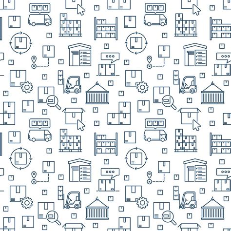Logistics And Delivery Vector Seamless Pattern In Linear Style 19015518