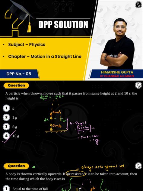 Motion In A Straight Line Dpp 05 Solution Notes Arjuna Jee 20 2024 Pdf