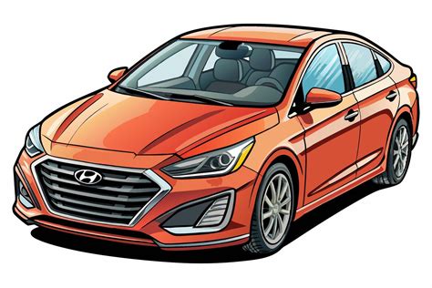 Hyundai Sonata Car Illustration On White Background Clipart Cartoon