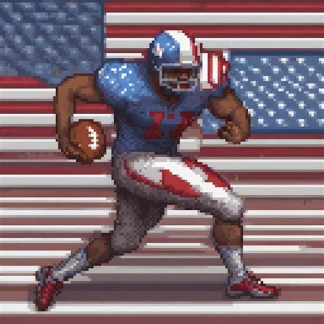 Pixel Art Depicting A Dynamic Football Player Sprinting With The Ball