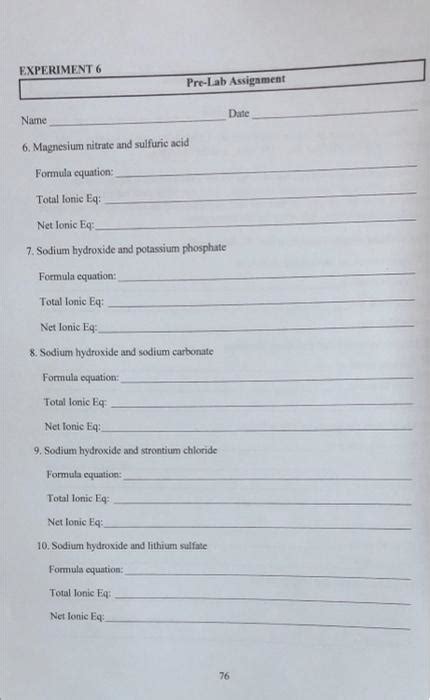 Solved Experiment 6 Pre Lab Assignment Name Date The Unknown