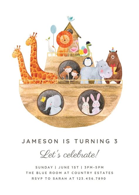Noahs Ark Birthday Invitation Wording