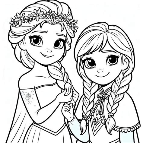 Coloriage Elsa Et Anna à Imprimer Et Dessin