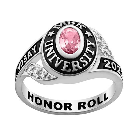 Ladies Class Ring In Platinum Plated Celebrium With Cz Custom Class