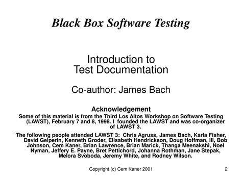 Black Box Software Testing Academic Course Fall 2001 Ppt Download
