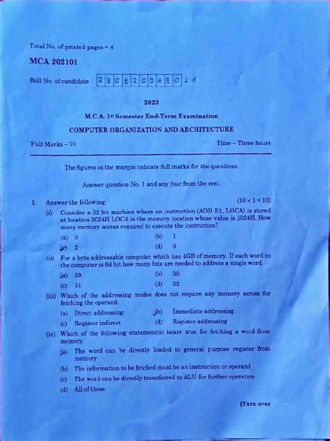Mca 1st Semester Question Papers Pdf