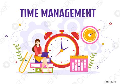 Time Management Vector Illustration With Clock Controls And Tasks
