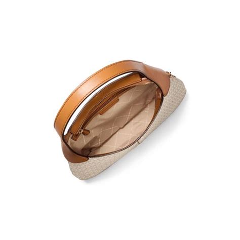 Michael Kors Alice Signature Logo Skuldertaske Vanilla Acorn