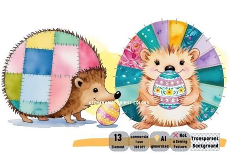 Watercolor Patchwork Hedgehog Clipart Graphic By Atcharasiri Whimsy