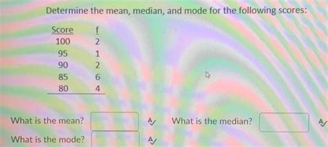 Solved Determine The Mean Median And Mode For The Chegg