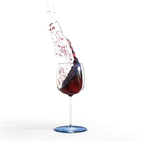 Water Wine Red Pouring Into Glass 3d Render Isolated 20917987 Png