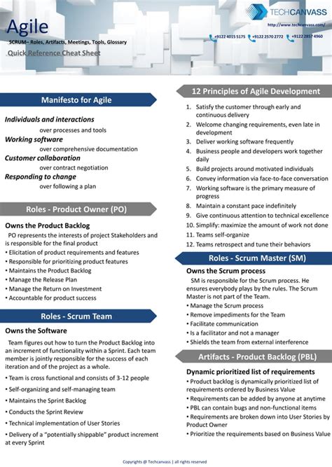 Agile Scrum Quick Reference Card Pdf Computer Software And Applications Computing