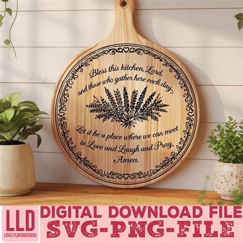 Kitchen Prayer Cutting Board Svg Png Vintage Laser Engraving File