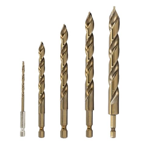 Drill America 5 Piece Cobalt Stepped Point Drill Bit Set With Quick