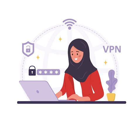Premium Vector Vpn Technology Concept Woman Using App For Protect