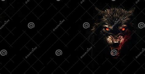 Werewolf Closeup In The Shadows Angry Looking Glowing Eyes Horror