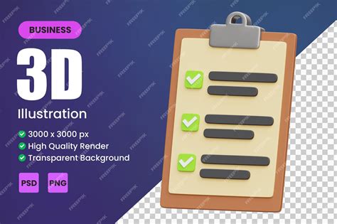 Premium Psd 3d Paper Clipboard Checklist Brown Clipboard Exam Paper Checklist Icon