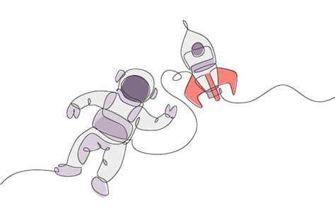 Premium Vector One Single Line Drawing Of Astronaut In Spacesuit Floating Discovering Deep