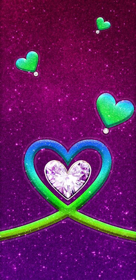 Purple And Green Heart Wallpaper