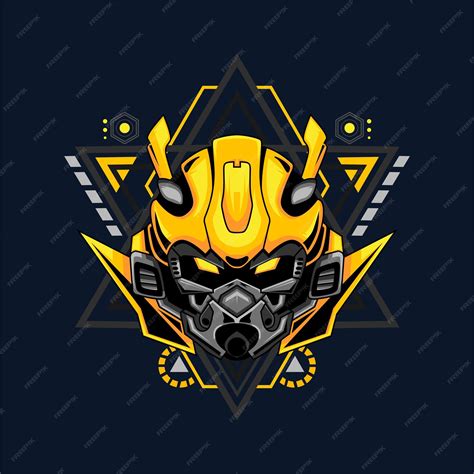 Grafica Bumble Bee Del Robot Cyborg Vettore Premium