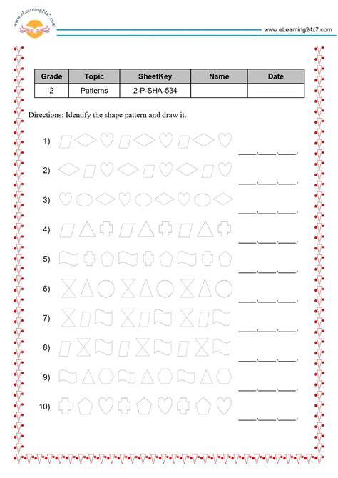 Patterns Worksheets For Grade 2