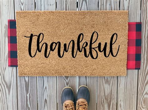 Thankful Doormat Thanksgiving Welcome Mat Cute Fall Doormat Sold By