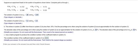 Solved Suppose An Experiment Leads To The System Of