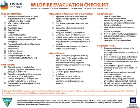 Wildfire Evacuation Checklist Tahoe Guide