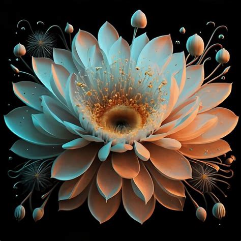 Premium Photo Fantastic Glowing Flowers On Black Background Forming