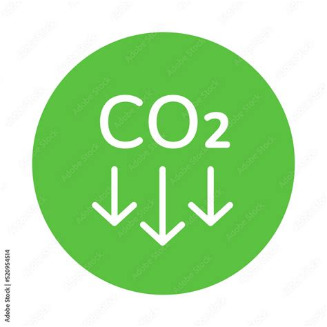 Co2 Emission Reduction Icon Green Round Label Co2 Text With Down