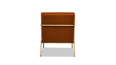 Aerin 245 Hammered Brass Upholstered Accent Arm Chair Burnt Orange