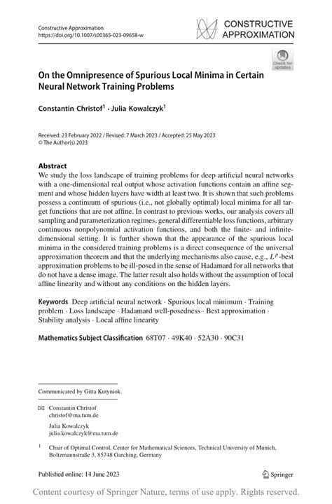 Pdf On The Omnipresence Of Spurious Local Minima In Certain Neural