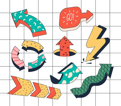 Signos De Flecha Vibrantes Y Dinámicos Pop Contra Un Fondo A Cuadros