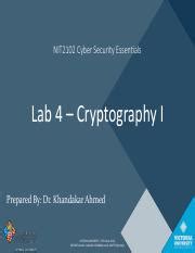Lab Cryptography Lab I Pdf NIT Cyber Security Essentials Lab Cryptography I Prepared