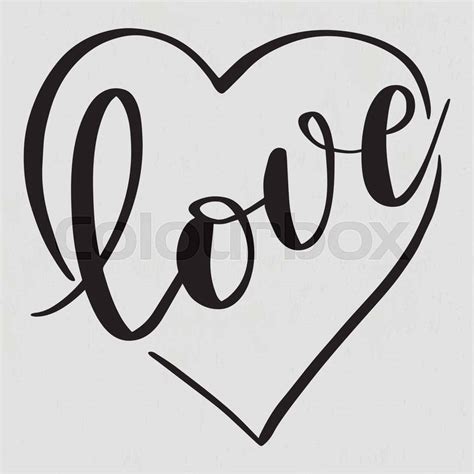 Hand Drawn Love Text Lettering In Heart Shape Vector Illus Colourbox