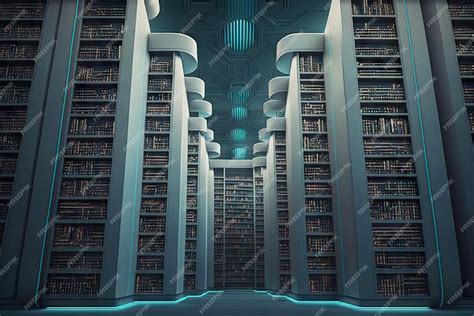 Premium Photo Futuristic Library Data Center For Information Storage