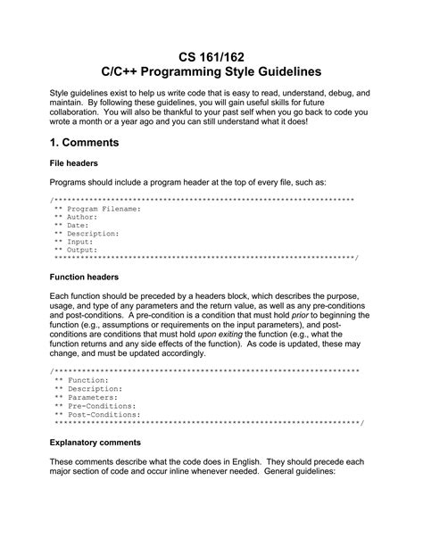 SOLUTION: C c plus plus programming style guidelines - Studypool