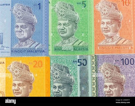 Tuanku Abdul Rahman Portrait On Malaysian 1 5 10 20 50 And 100 Ringgit Banknotes Colorful