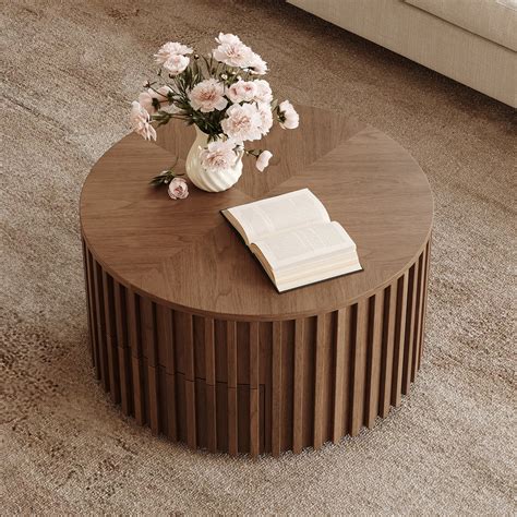 Latitude Run® Brown Wood Round Coffee Table Wayfair Canada